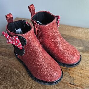 Disney | Shoes | Disney Minnie Red Glitter Girls Boots | Poshmark